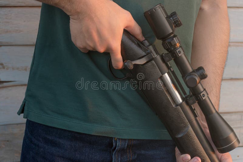 A man with a rifle stock image. Image of ready, ranger - 190546147