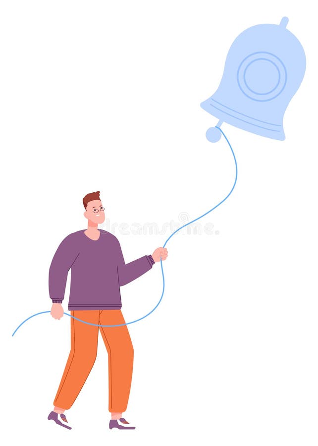 Man Ringing Bell. Attention Symbol Stock Illustration - Illustration of ...