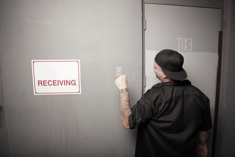 Man Ringing the Warehouse Bell Stock Image - Image of gray, ring: 10380705