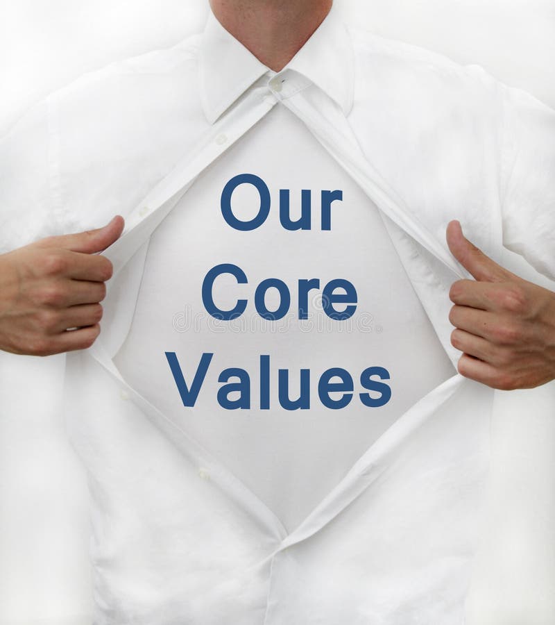 Man Ripping Off His Shirt with a Text - Our Core Values - Written on ...