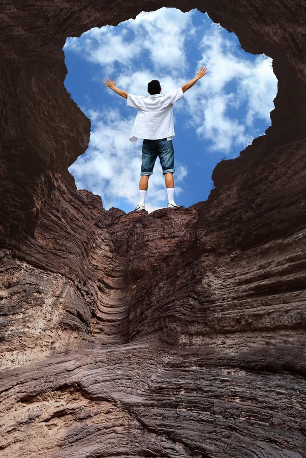 Man Rising Arms Concept of Hope Stock Image - Image of challenging ...