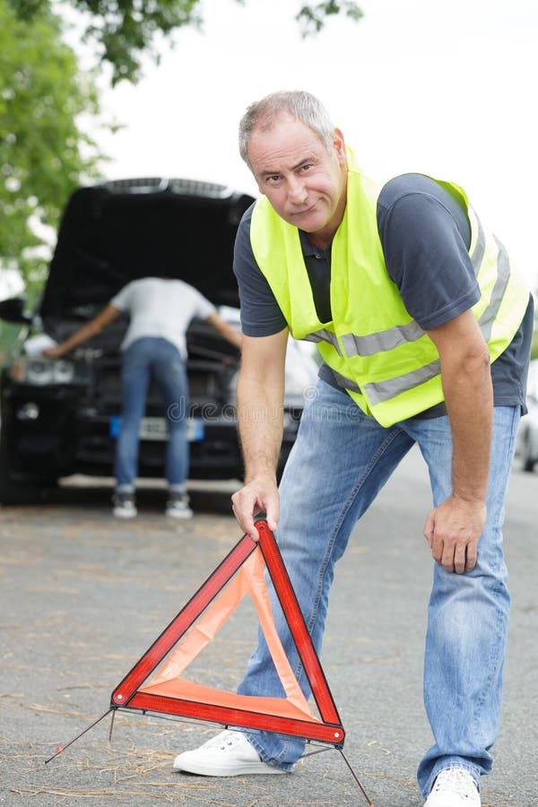 Man on Road Waiting for Help Stock Photo - Image of nature, garden ...