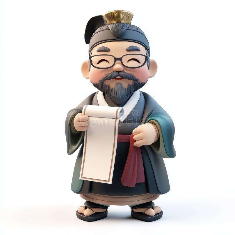 A Man in a Robe Holding a Scroll with a Smile on His Face Stock ...