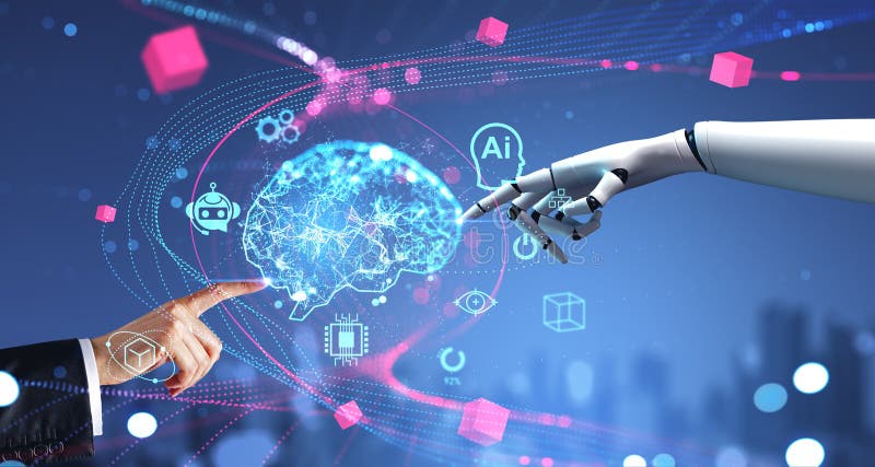 Robot Eye and Cyber Security Alert Interface Stock Image - Image of ...