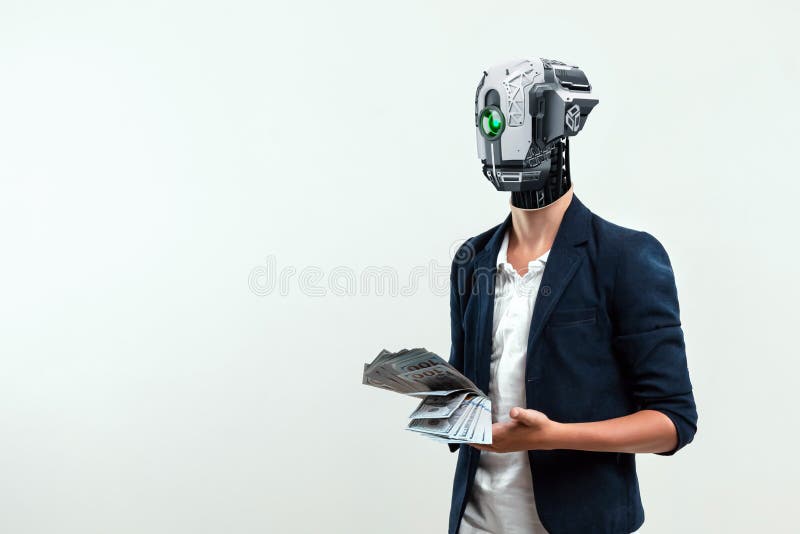 A Man with a Robot Head, a Cyborg. Robotics, New Normal, Future ...