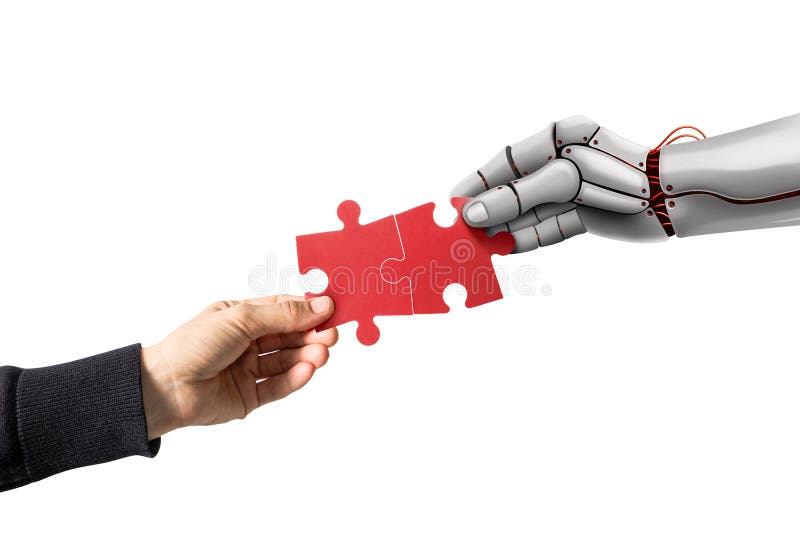 A Man and a Robot Work As a Team. Stock Photo - Image of partner ...