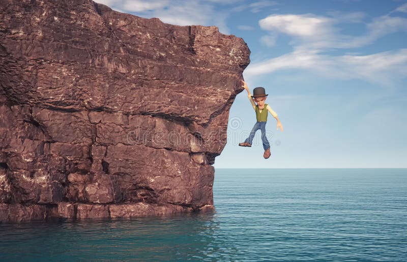 Man on a Rock Above the Sea Stock Illustration - Illustration of ...