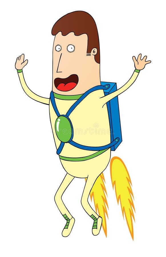 Man with rocket backpack stock vector. Illustration of modern - 28201514