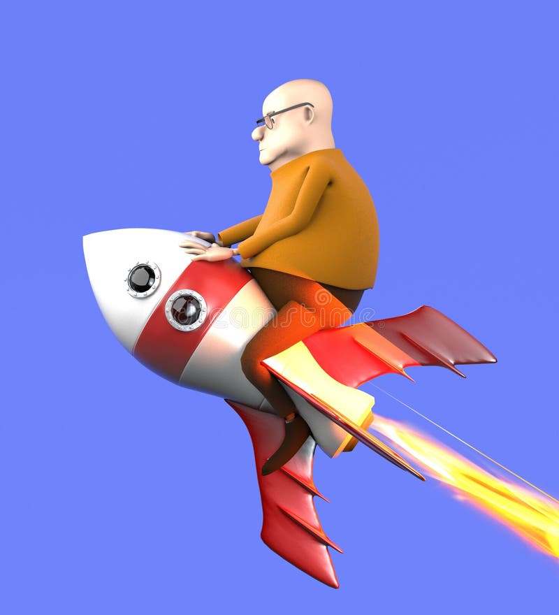 Man on a Rocket,cartoon Style,3d Render Stock Illustration ...