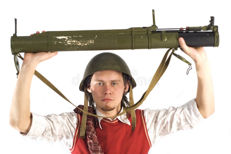 Man with rocketlauncher stock photo. Image of head, bazooka - 4028614