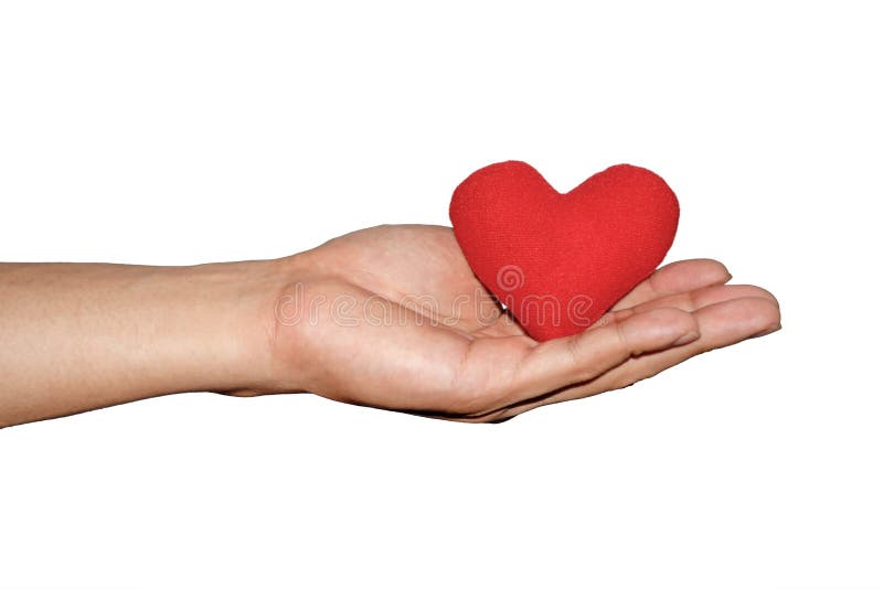 Man Rode Hart Van De Handgreep Op Isolate Witte Achtergrond Stock Foto ...