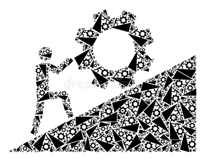 Man Rolling Gear Up Recursion Icon Collage Of Self Icons Stock Vector