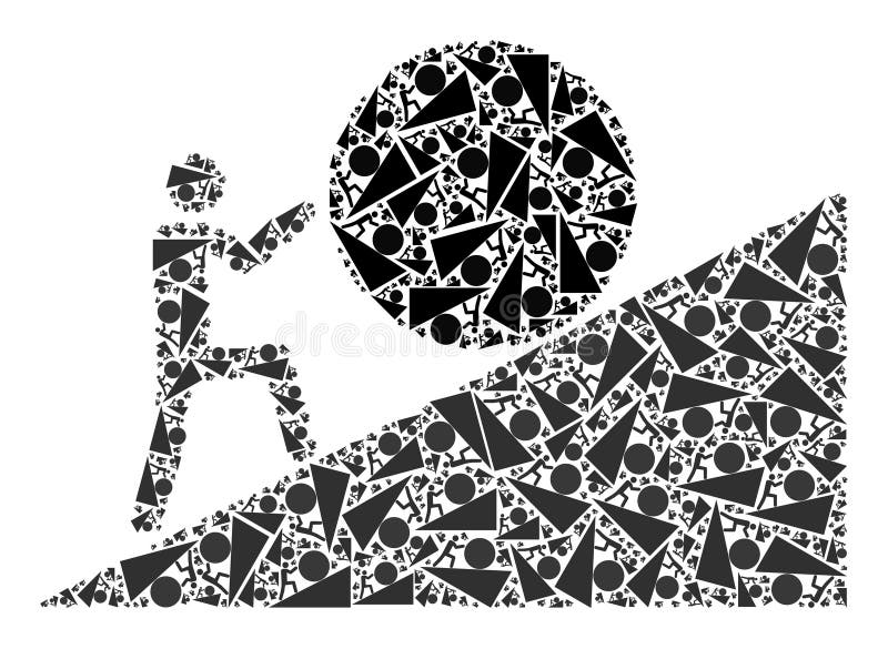 Man Rolling Sphere Up Recursion Icon Composition Of Self Icons Stock