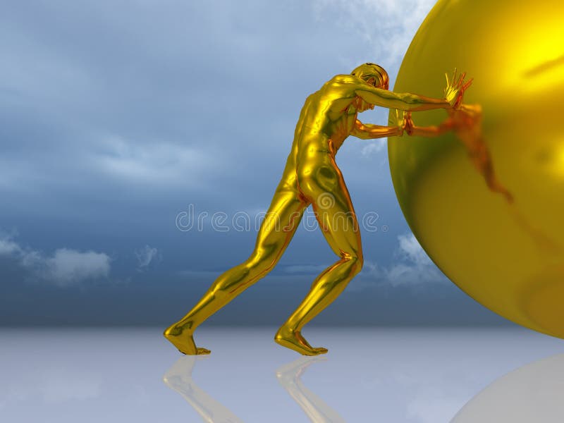 Man rolls ball stock illustration. Illustration of gold - 11093677
