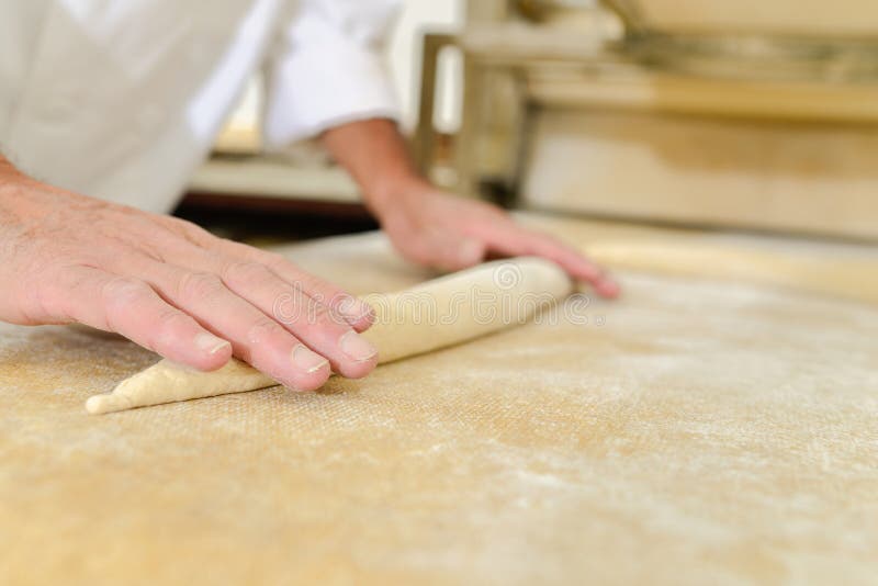 Man rolls dough stock image. Image of bread, vocational - 250314921
