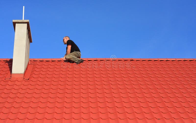 Man on the roof stock photo. Image of people, lonely, roof - 7939944