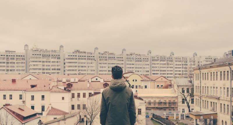 Man on the Rooftop stock photo. Image of body, manager - 84828232
