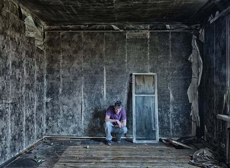 Man in room stock image. Image of trouble, grunge, model - 24492725