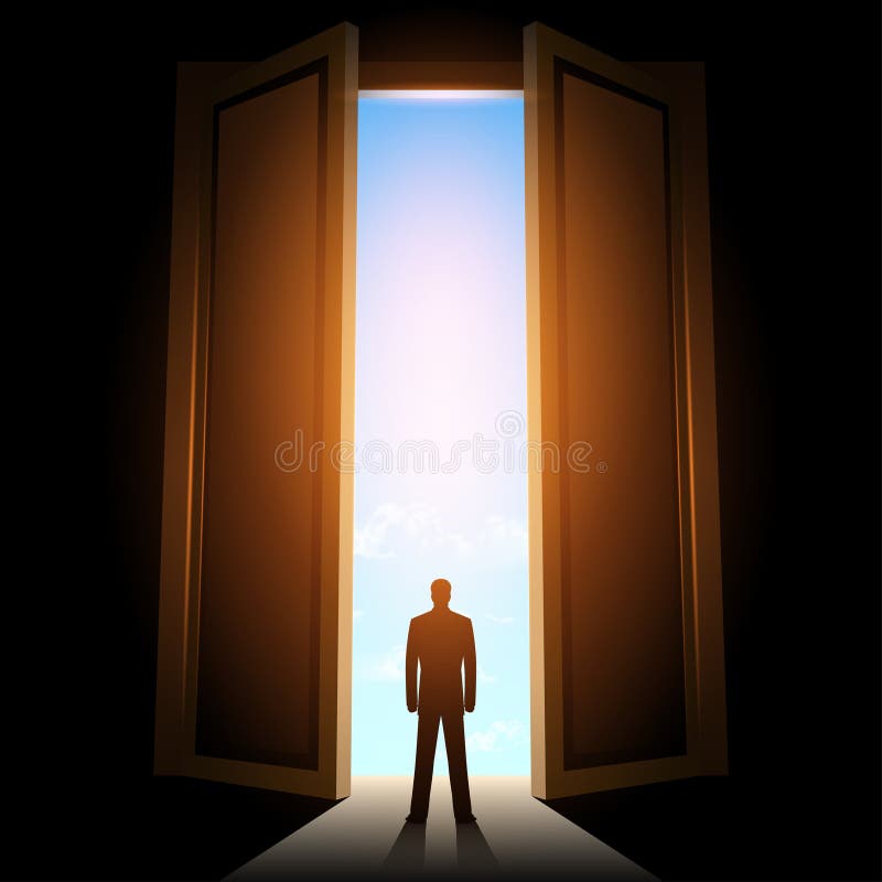 Man in Room with Big Open Door Stock Vector - Illustration of indoors ... Man in Room with Big Open Door Stock Vector - Illustration of indoors ...