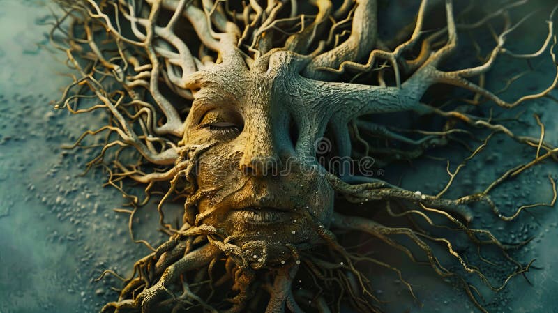 A Man with Roots on His Face Stock Photo - Image of head, echinoderm ...