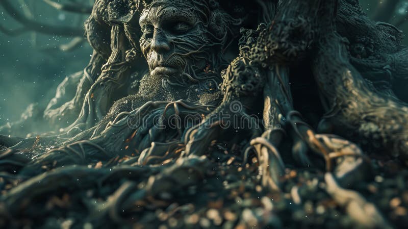 A Tree with Its Roots in the Ground and a Blue Sky Stock Image - Image ...