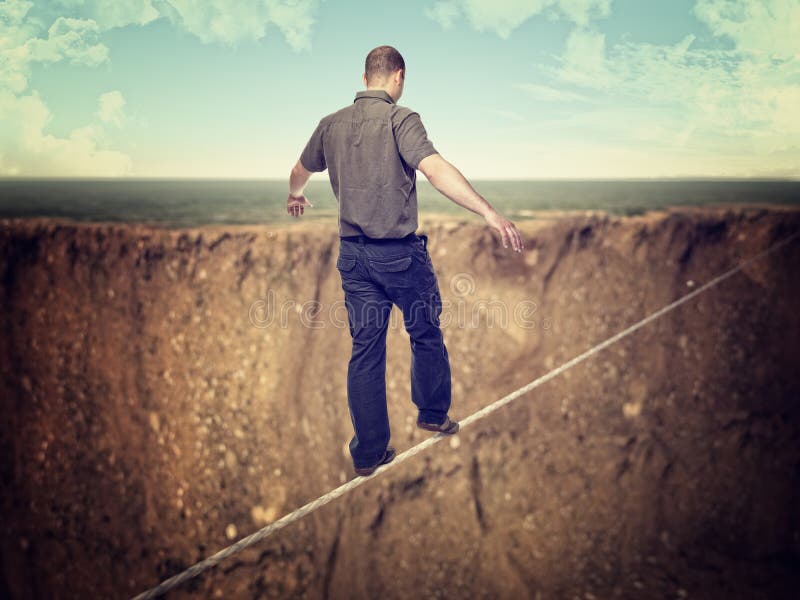 Acrobat on rope stock photo. Image of adult, security - 19165284