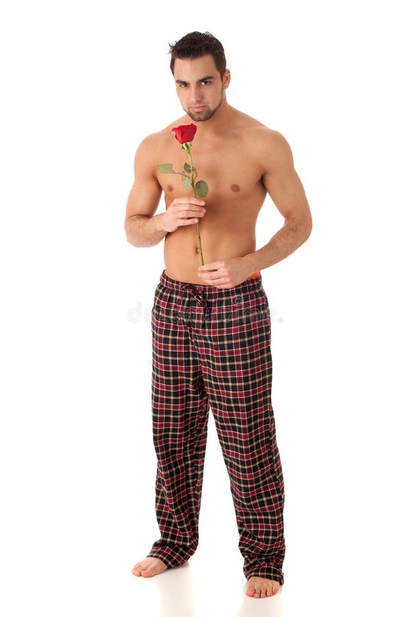 Man with Rose stock photo. Image of sleepwear, caucasian - 18147022