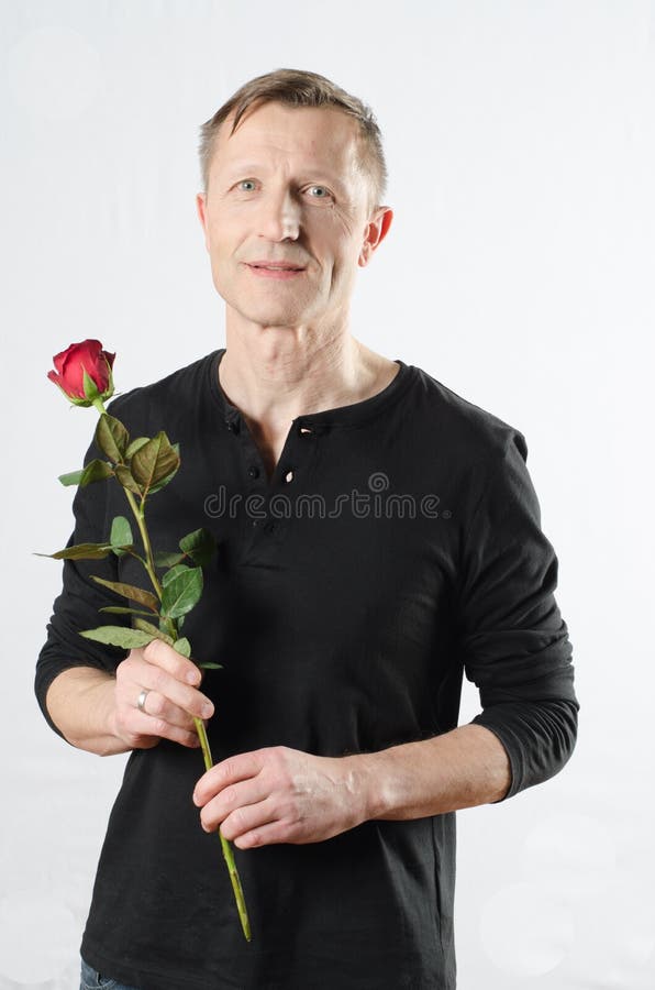Man with rose stock photo. Image of friend, woman, hand - 51255808