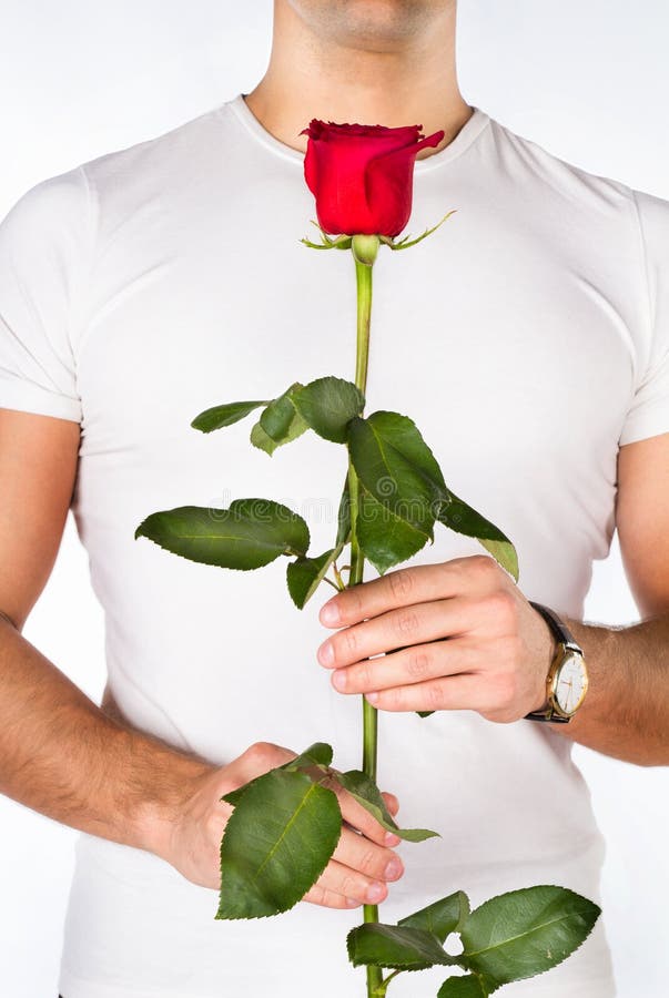Man with rose stock photo. Image of hold, lover, giving - 36350864