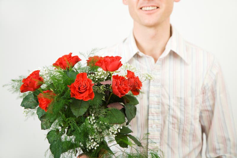 Man with roses stock image. Image of adult, congratulations - 14151663