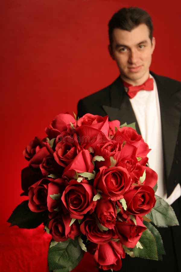 Man with roses stock image. Image of holiday, roses, holding - 423355