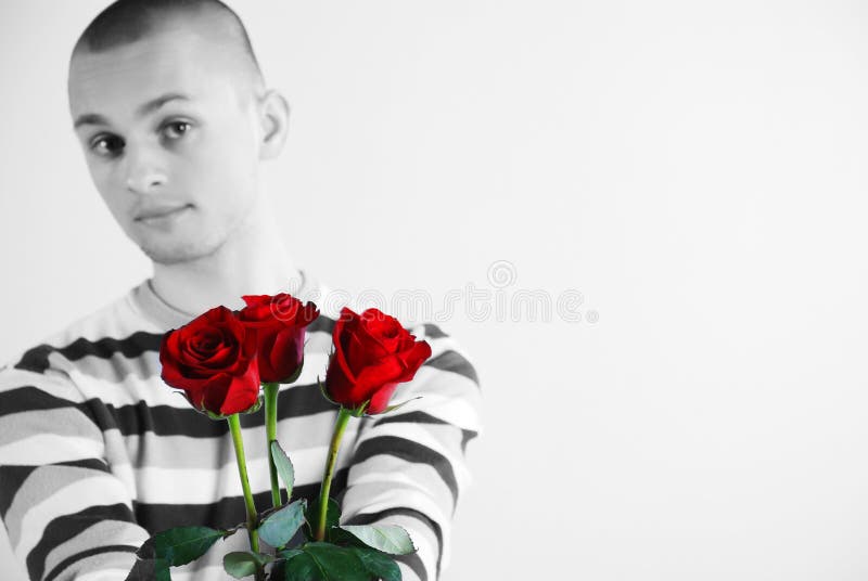 Man with roses stock image. Image of beauty, valentine - 5050903