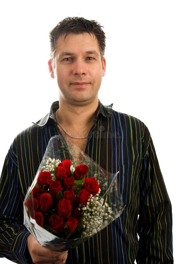 Man with roses stock photo. Image of leafs, adult, nature - 8848594