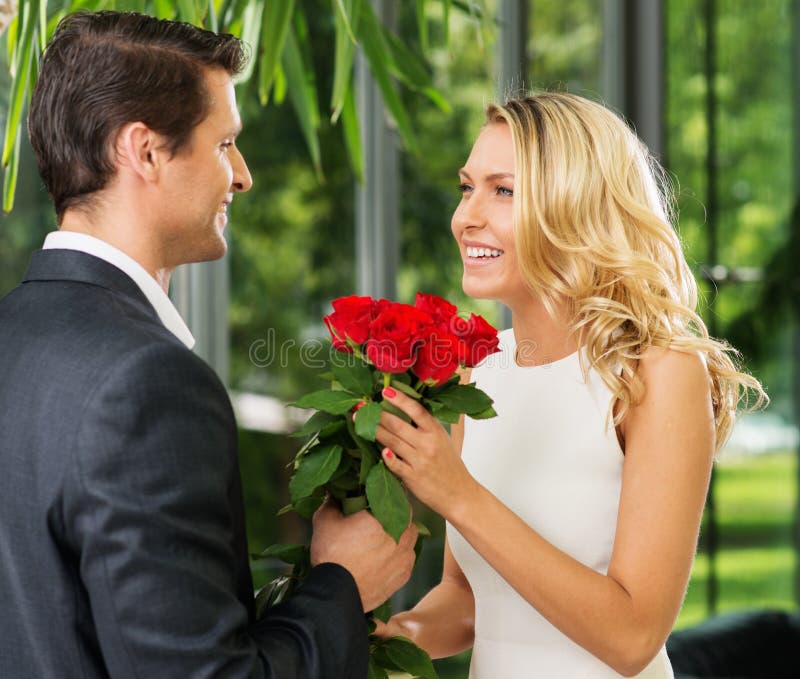 Man with Roses Dating His Lady Stock Image - Image of fashion, couple ...