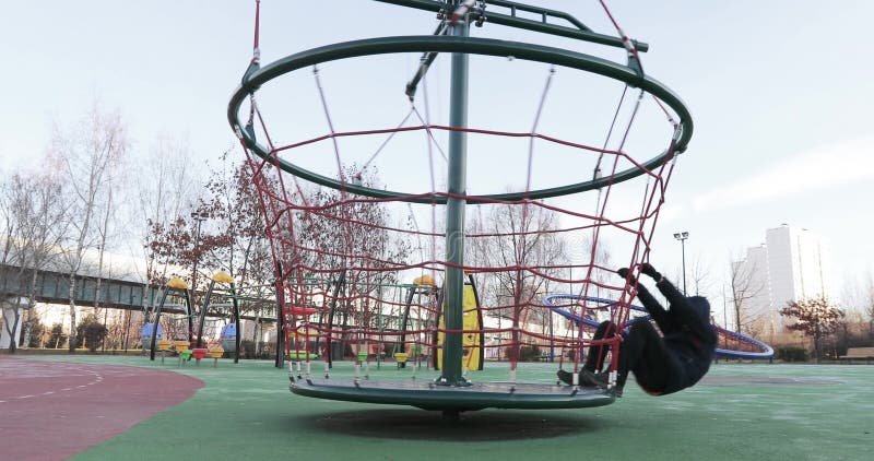 Rotation of the Carousel in the Park Stock Video - Video of playground ...