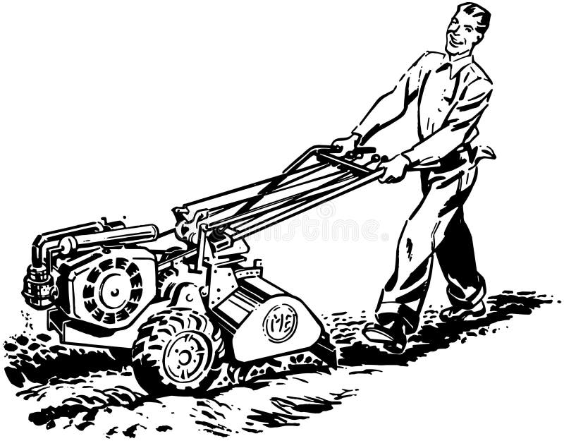 Man with Roto Tiller stock vector. Illustration of workers - 42096319