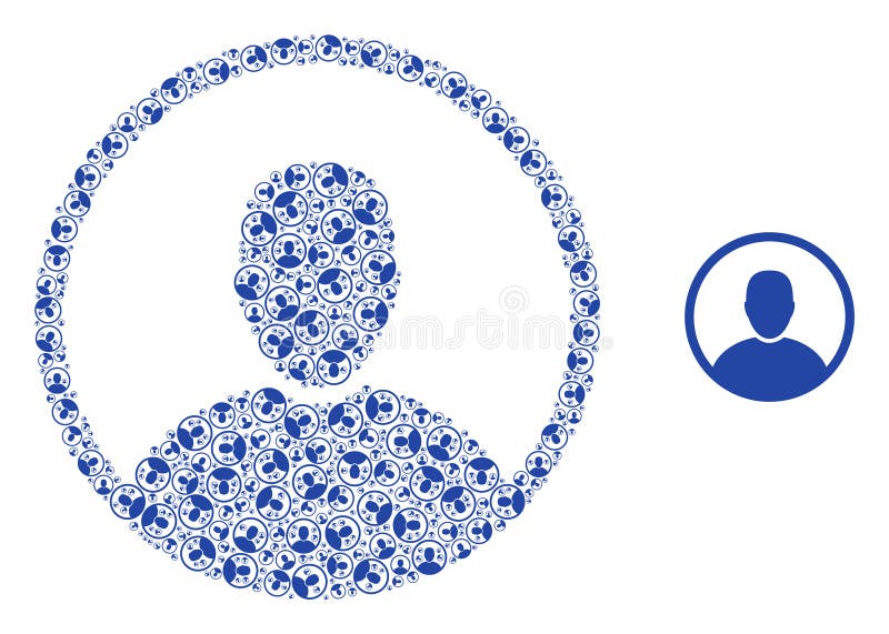 Man Rounded Portrait Fractal Collage Of Self Items Stock Vector