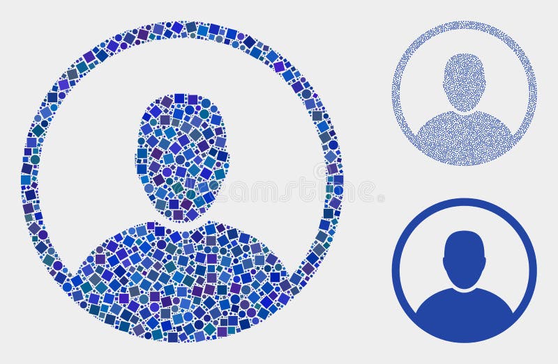 Man Rounded Portrait Icon Collages Of Squares And Circles Stock Vector