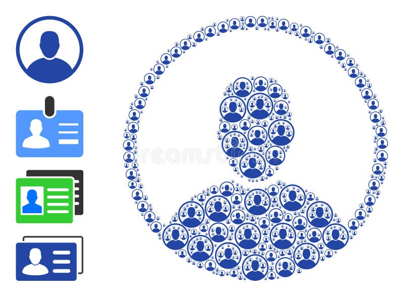 Man Rounded Portrait Recursive Mosaic Of Self Items Stock Vector