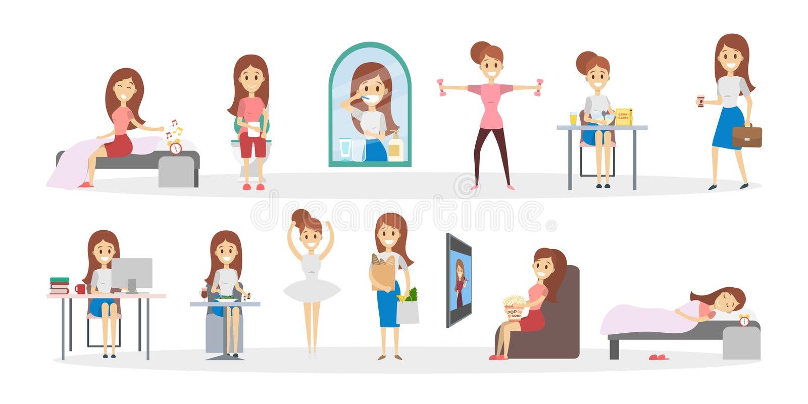 Man daily routine. stock vector. Illustration of professional - 98383997