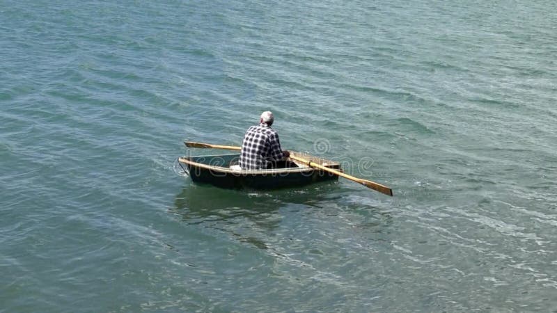 Man Rowing a Row Boat at Sea Stock Video - Video of scenic, activity ...