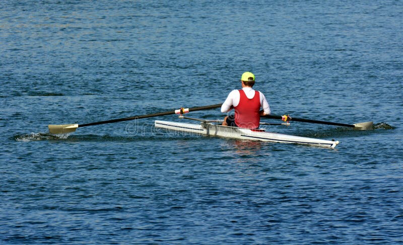 Man rowing a rowboat stock image. Image of coast, nature - 46461919