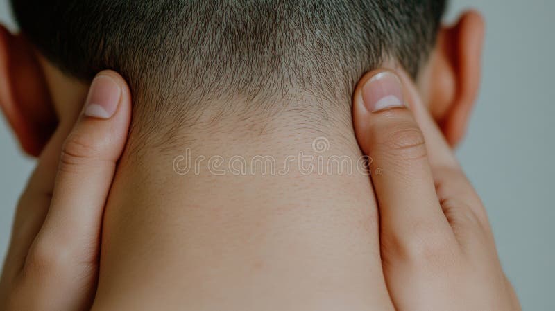 A Man Rubbing His Neck with Both Hands while Looking at the Camera, AI ...