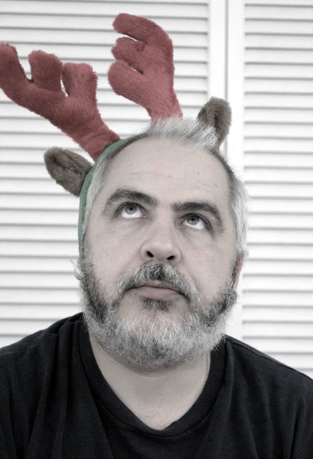 Man in rudolph costume stock image. Image of playful - 27842651