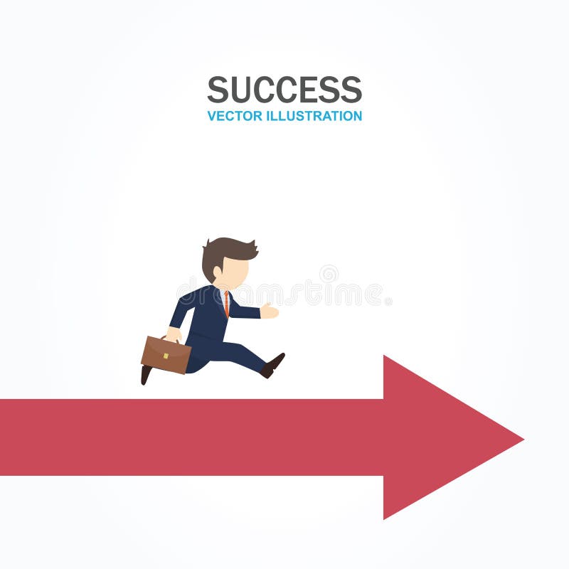 Man Run Forward on the Arrow. Success Concept. Stock Vector ...
