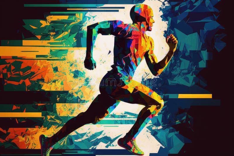 Man Runner Abstract. Ai Generative Stock Illustration - Illustration of ...