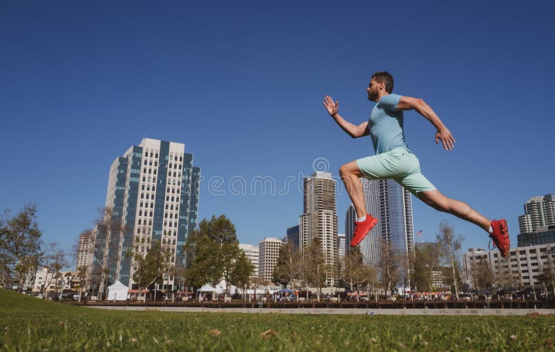 Man Runner Jogger Running in the City. Stock Photo - Image of summer ...