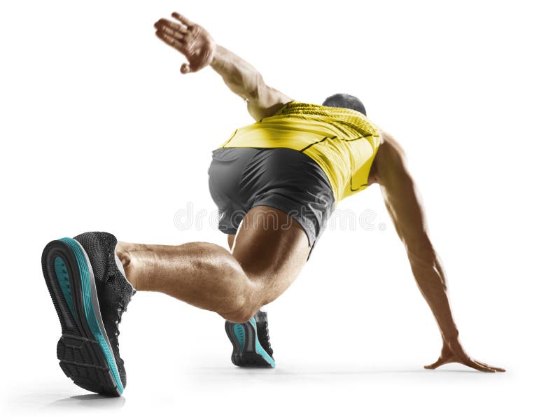 Man Runner Jogger Running Isolated on White Stock Photo - Image of ...
