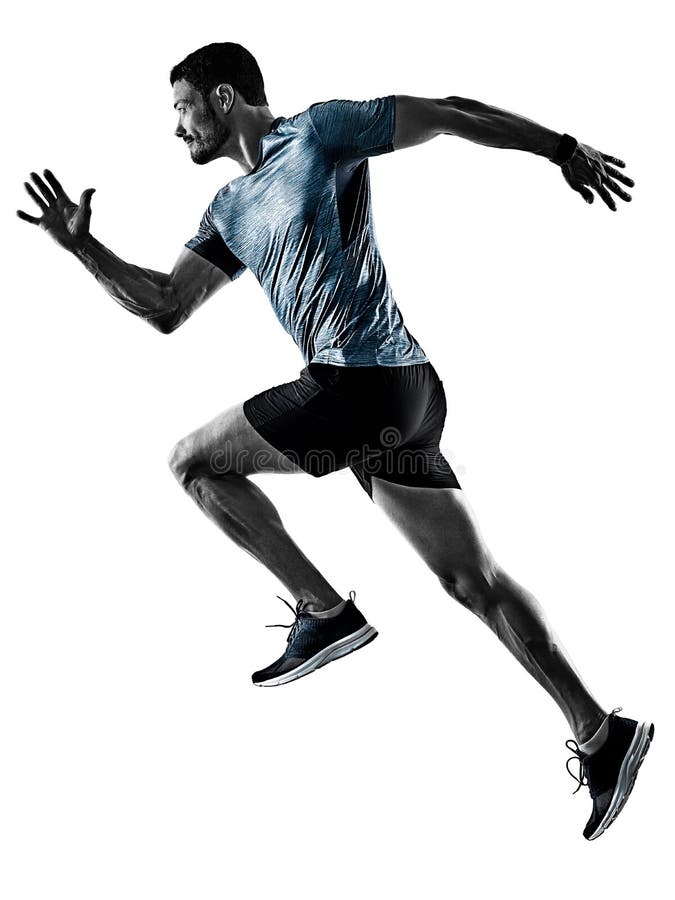 Young Man Sprinter Runner Running Silhouette Stock Photo - Image of ...