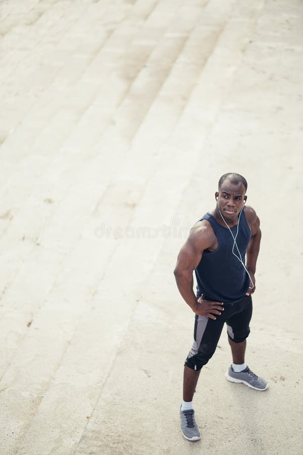 Man Runner Resting after Workout Session on Sunny Morning Stock Image ...